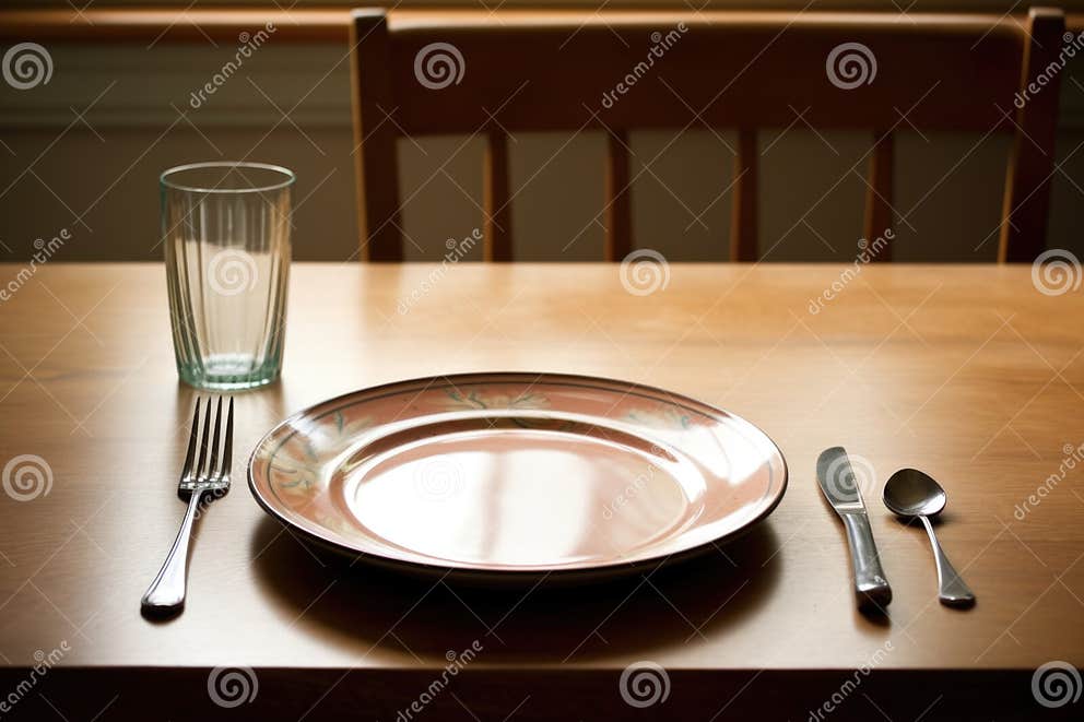 A Dining Table with Unused Utensils and an Empty Plate Stock Image ...