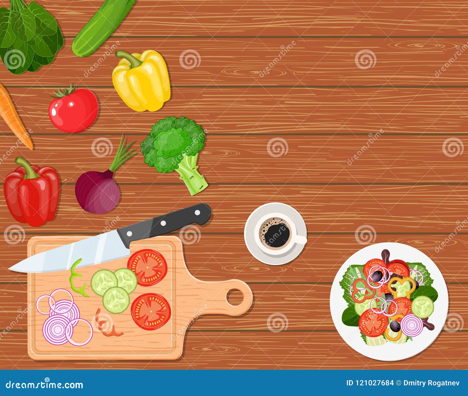 Dining Table with Vegetables Stock Vector - Illustration of breakfast ...