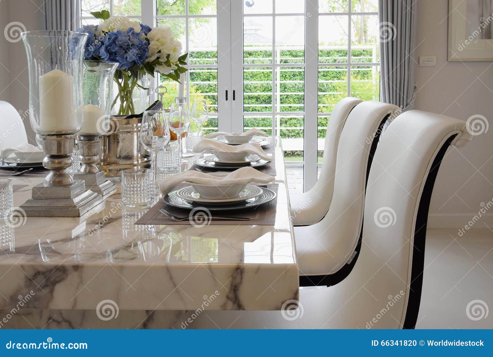 Dining Table in Vintage Style with Elegant Table Setting Stock Photo ...