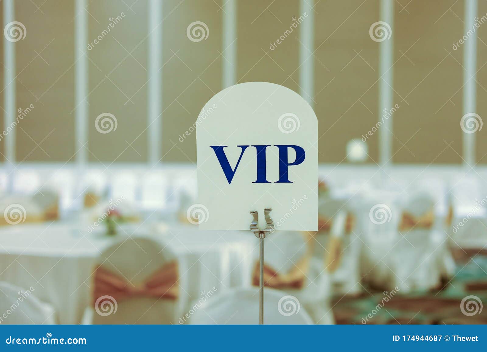 Dining Table with Vip Banner in Luxury Hall Stock Image - Image of ...
