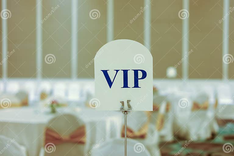 Dining Table with Vip Banner in Luxury Hall Stock Image - Image of ...