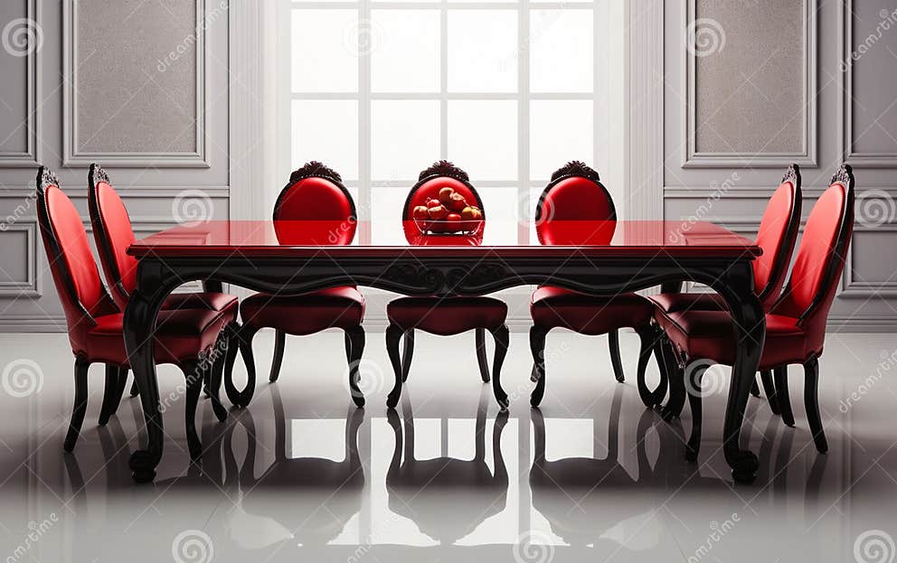 Dining Table with White Background -Generative Ai Stock Illustration ...