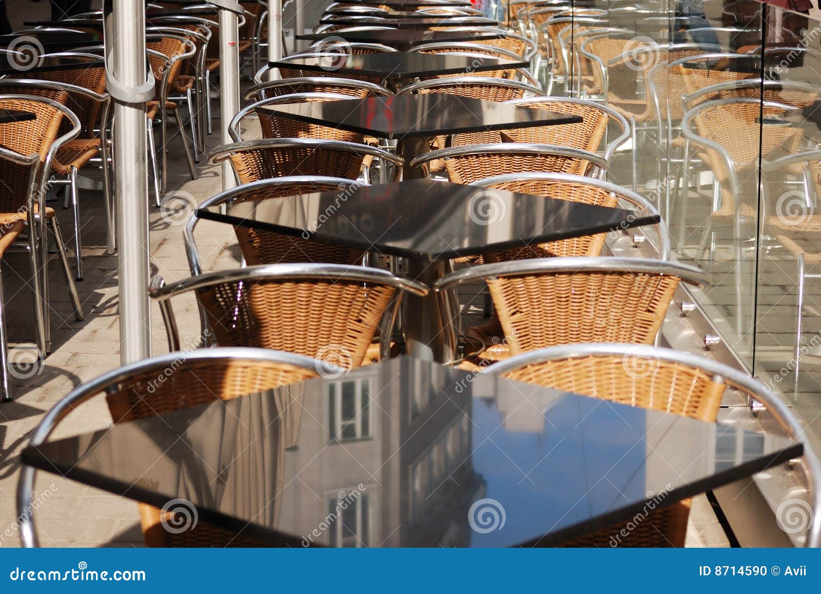 Dining Tables and Chairs in a Street Cafe Stock Photo - Image of bistro ...