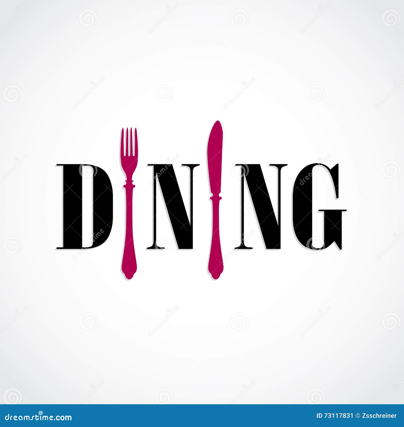 Dining Text with Fork and Knife Stock Illustration - Illustration of ...