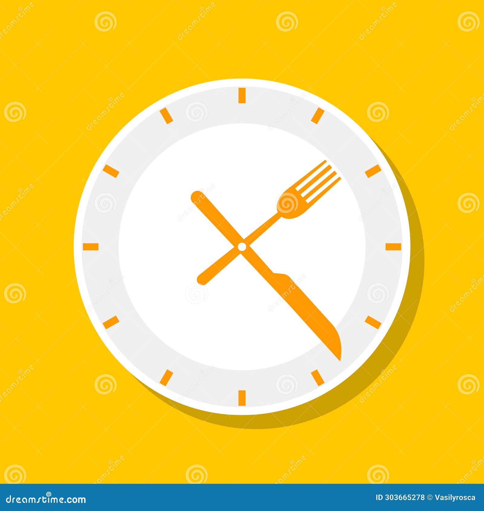 Dining Time Concept with Plate and Cutlery Clock Stock Vector ...