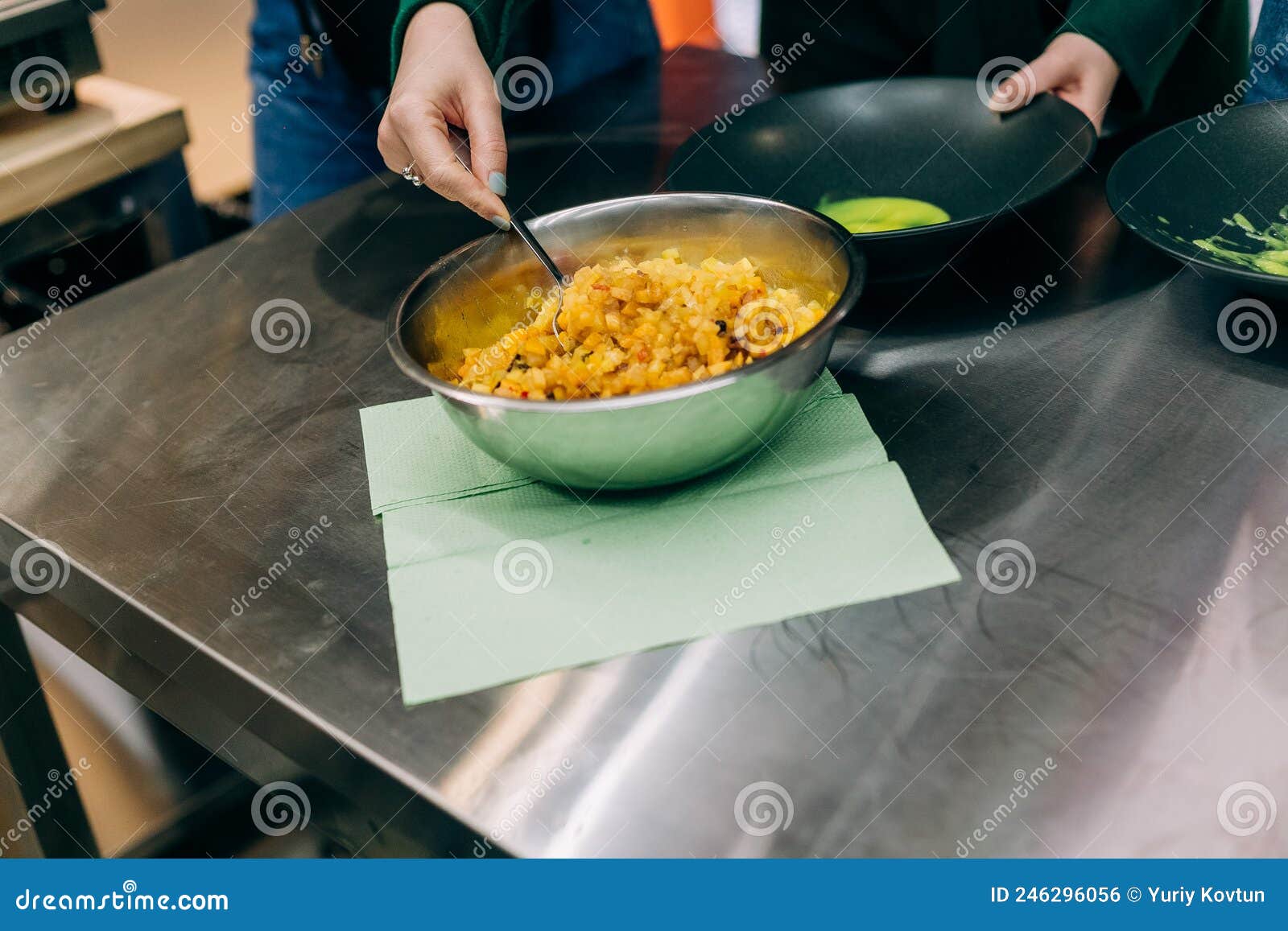 Dining Womans Hands Pick Dish Garnish Sauce Stock Photo - Image of ...