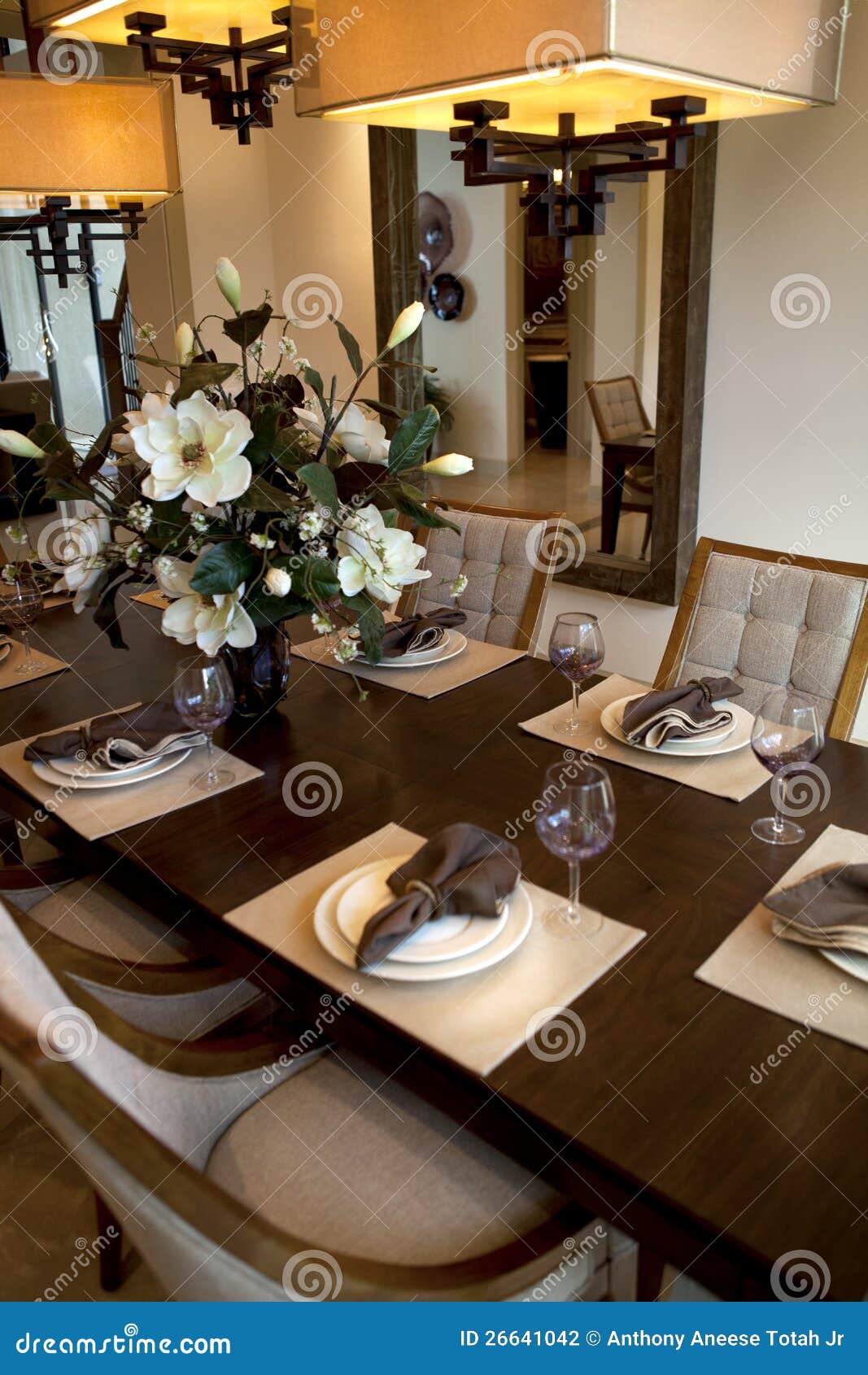 Diningroom Dinner Table for Party Stock Photo - Image of glasses, large ...