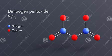 Dinitrogen Pentoxide Molecule 3d Rendering, Flat Molecular Structure ...