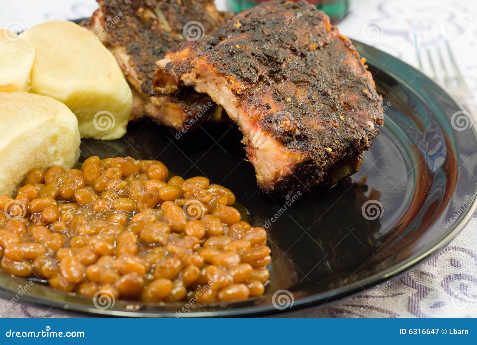 Dinner Bbp Rib Plate Closeup Stock Image - Image of juicy, black: 6316647