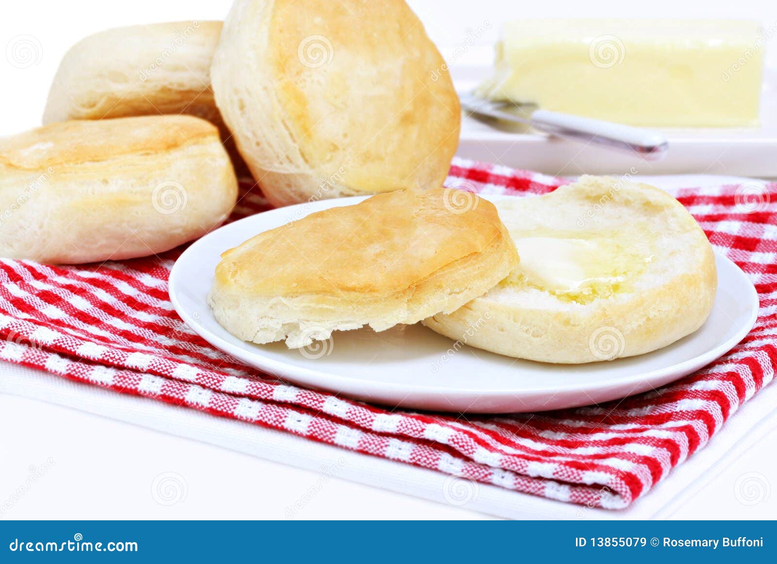 Dinner Biscuits, One with Melting Butter. Stock Image - Image of macro ...