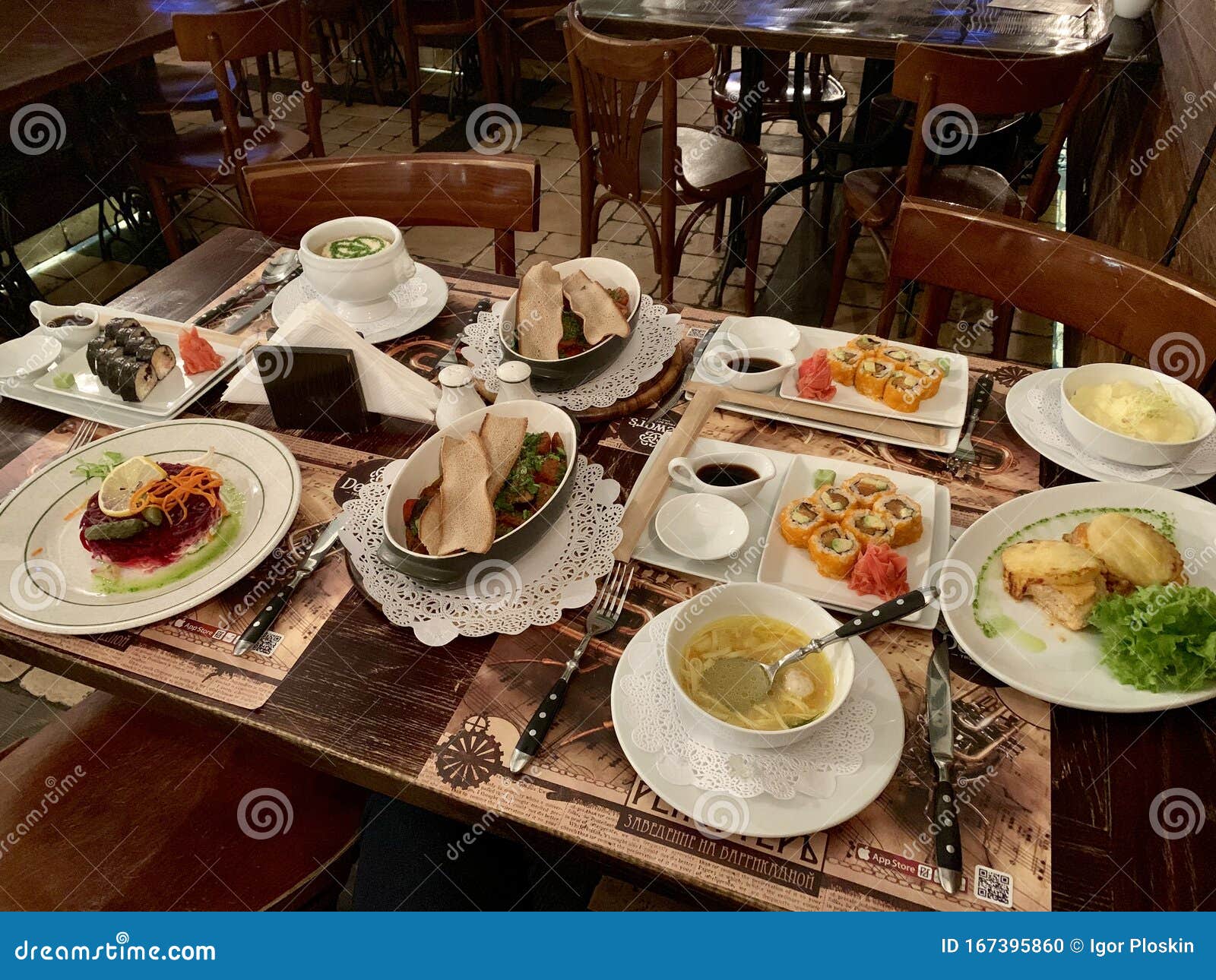 Dinner in a cafe stock photo. Image of mediterranean - 167395860