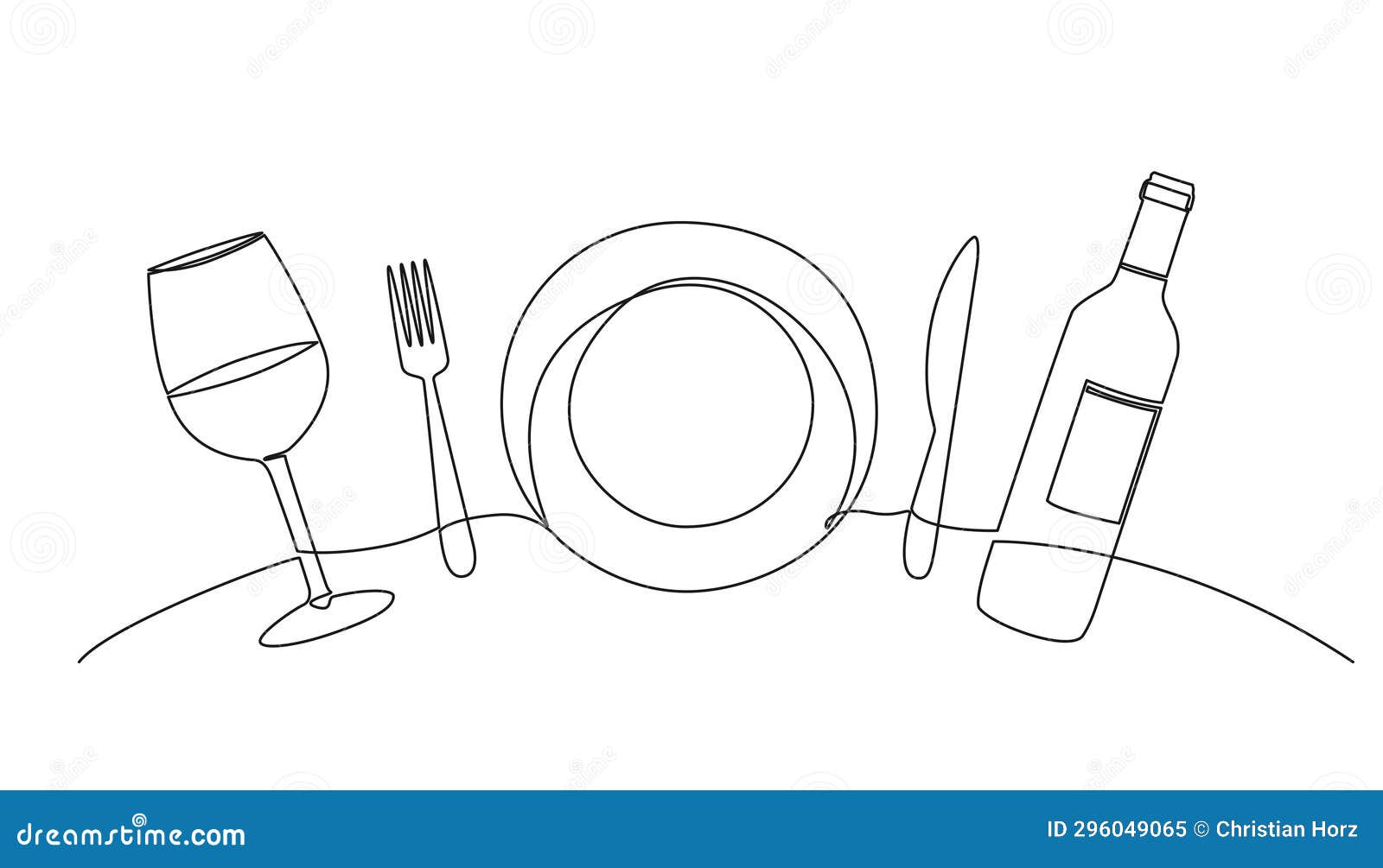 Dinner Concept Continuous Single Line Drawing Stock Vector ...