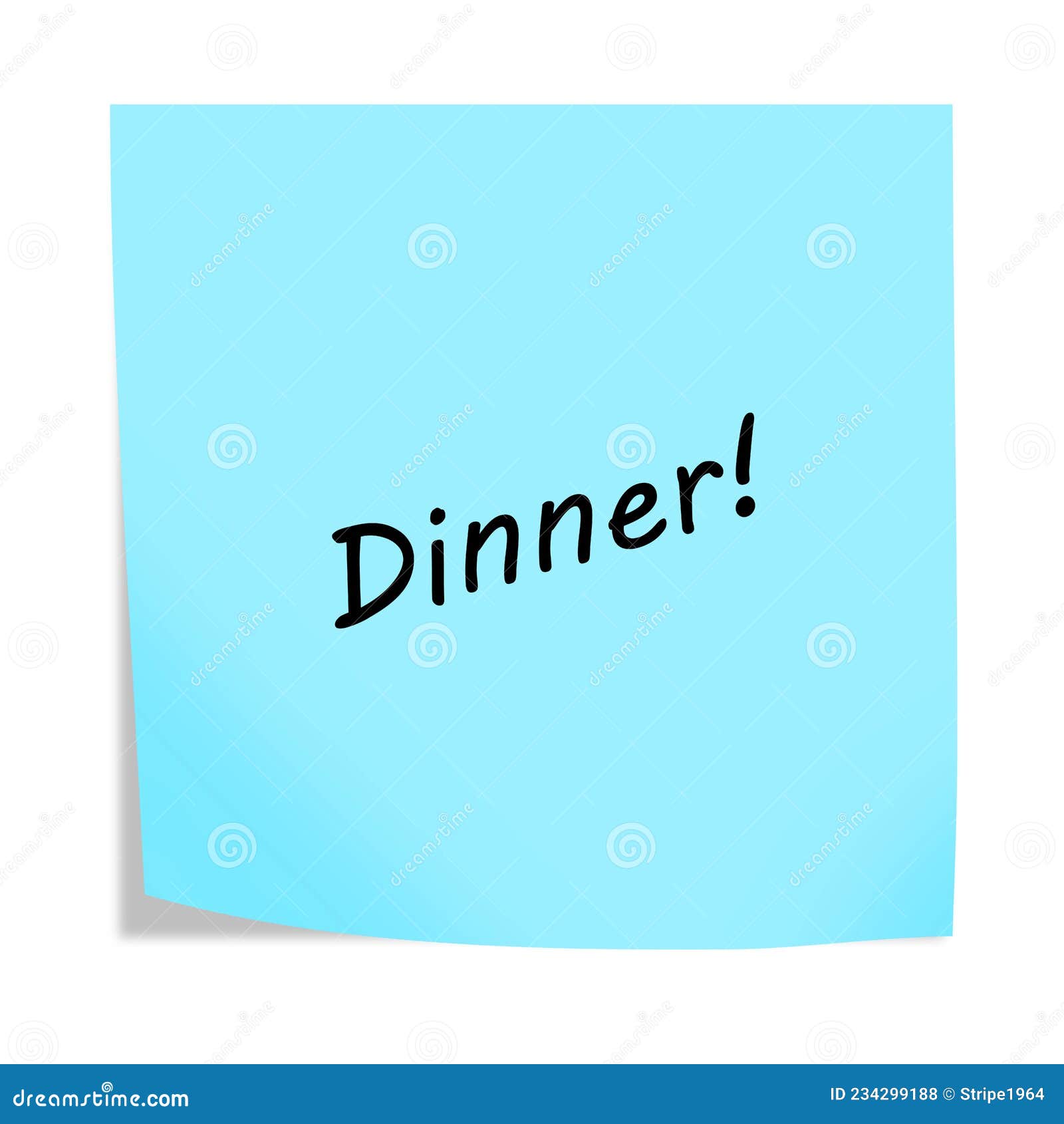 Dinner 3d Illustration Post Note Reminder on White with Clipping Path ...