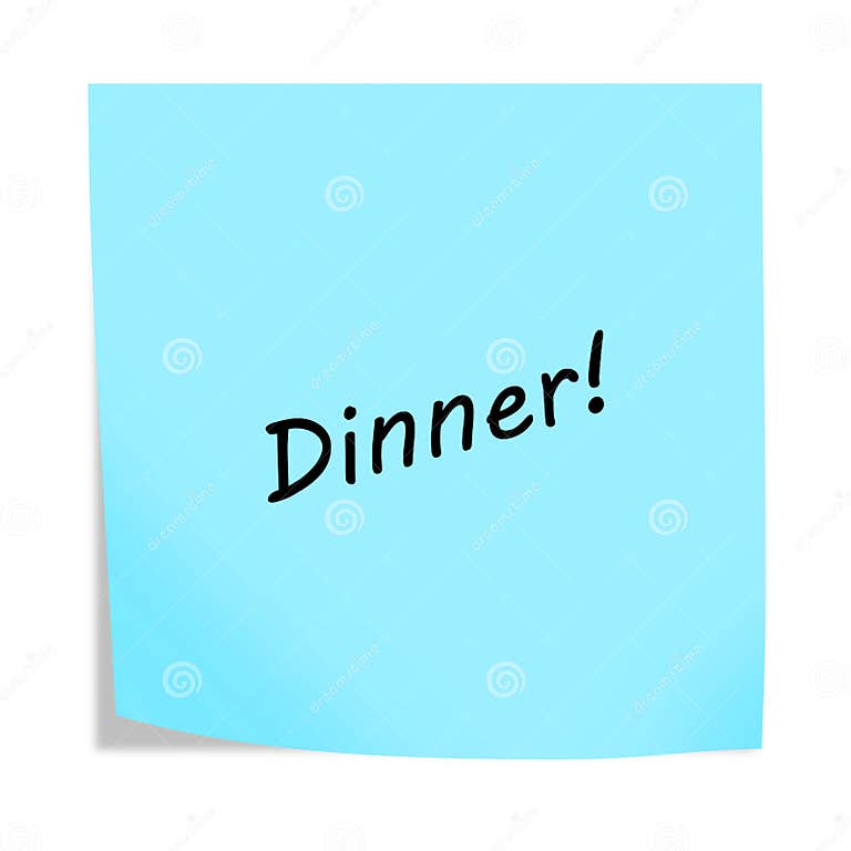 Dinner 3d Illustration Post Note Reminder on White with Clipping Path ...