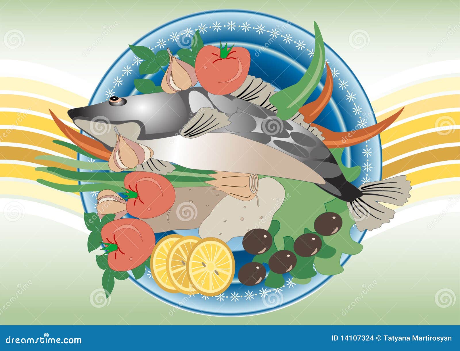 For Dinner Fish. Painting.Banner. Stock Vector - Illustration of fork ...