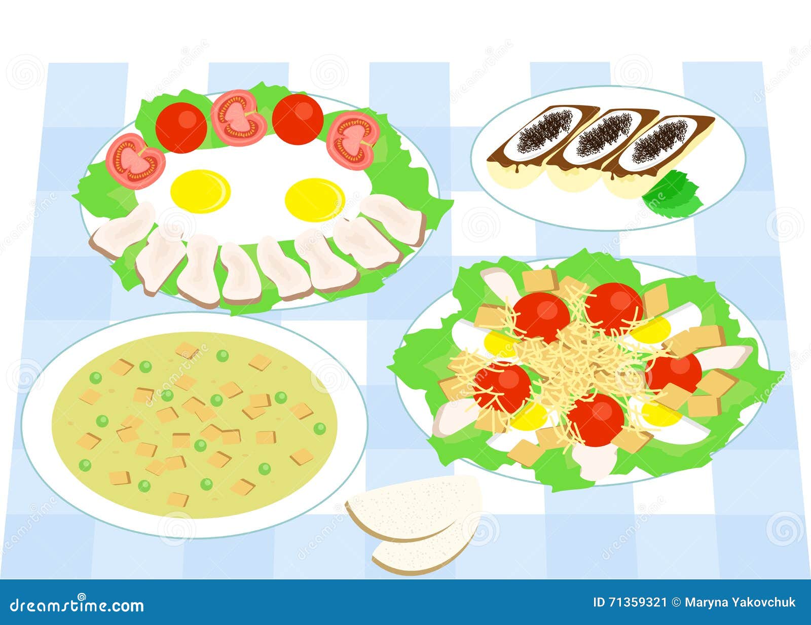 Dinner flat design stock vector. Illustration of soup - 71359321