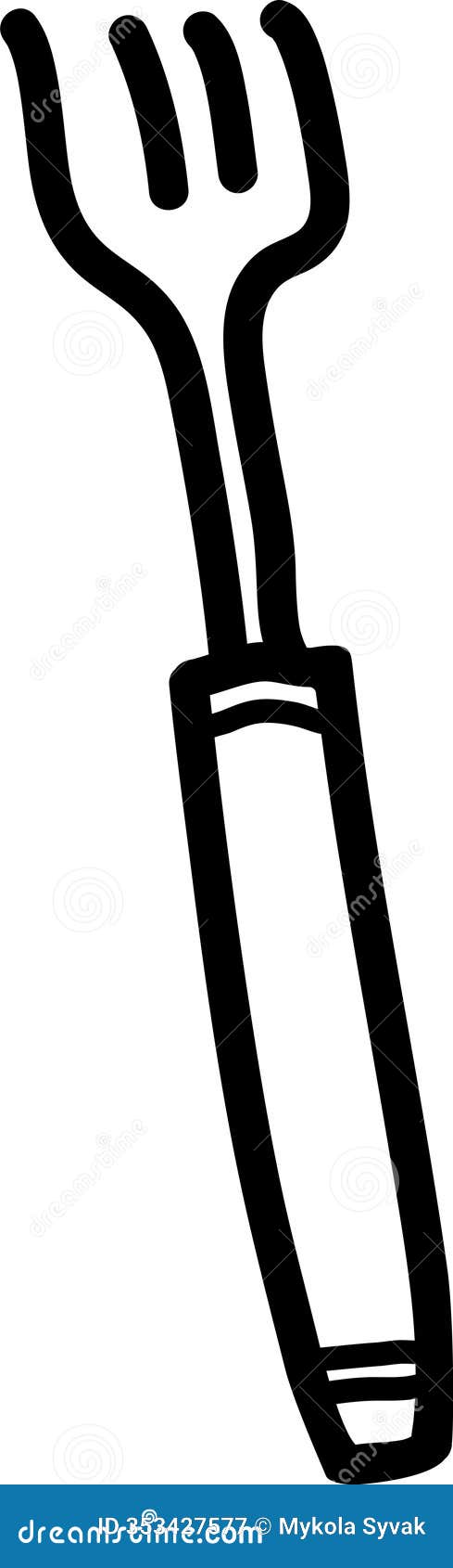 Fork Hoe Sketch. Gardening Tool Doodle Icon Cartoon Vector ...