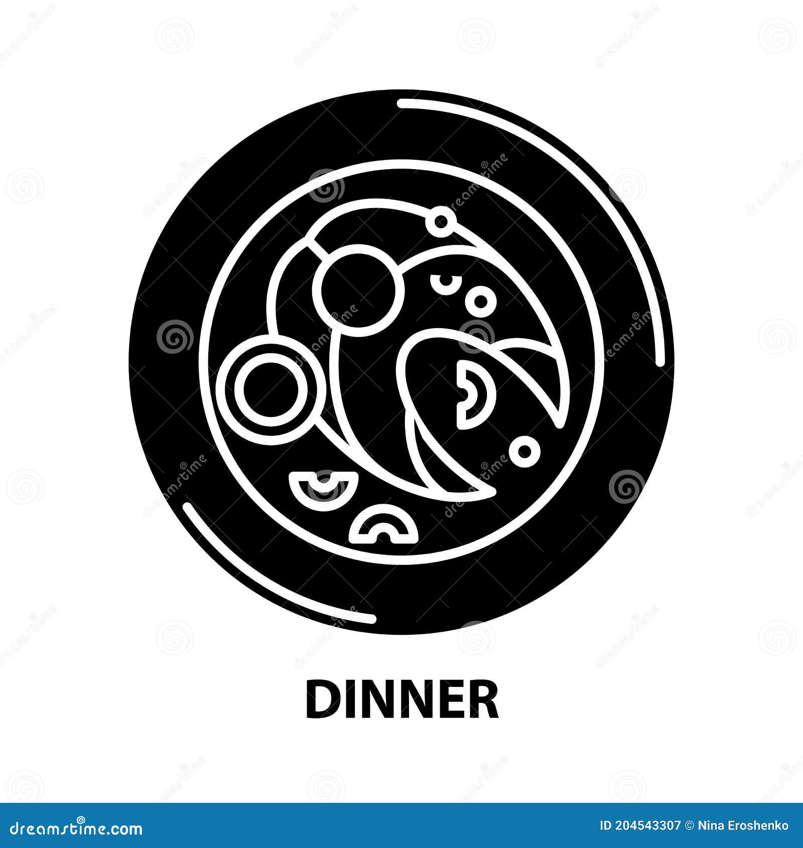 Dinner Icon, Black Vector Sign with Editable Strokes, Concept ...