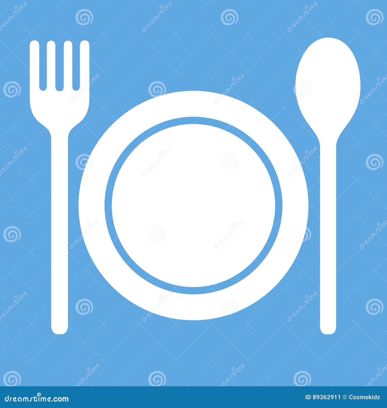 Dinner Icon. Plate, Fork and Spoon Stock Vector - Illustration of fork ...