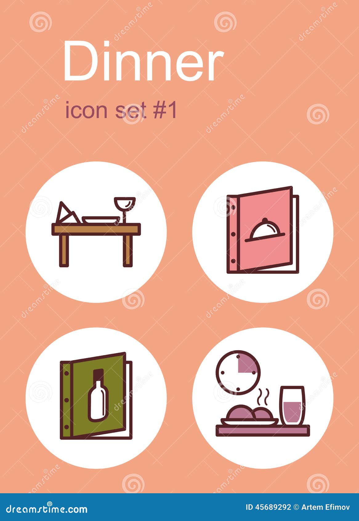Dinner icons stock vector. Illustration of restaurant - 45689292