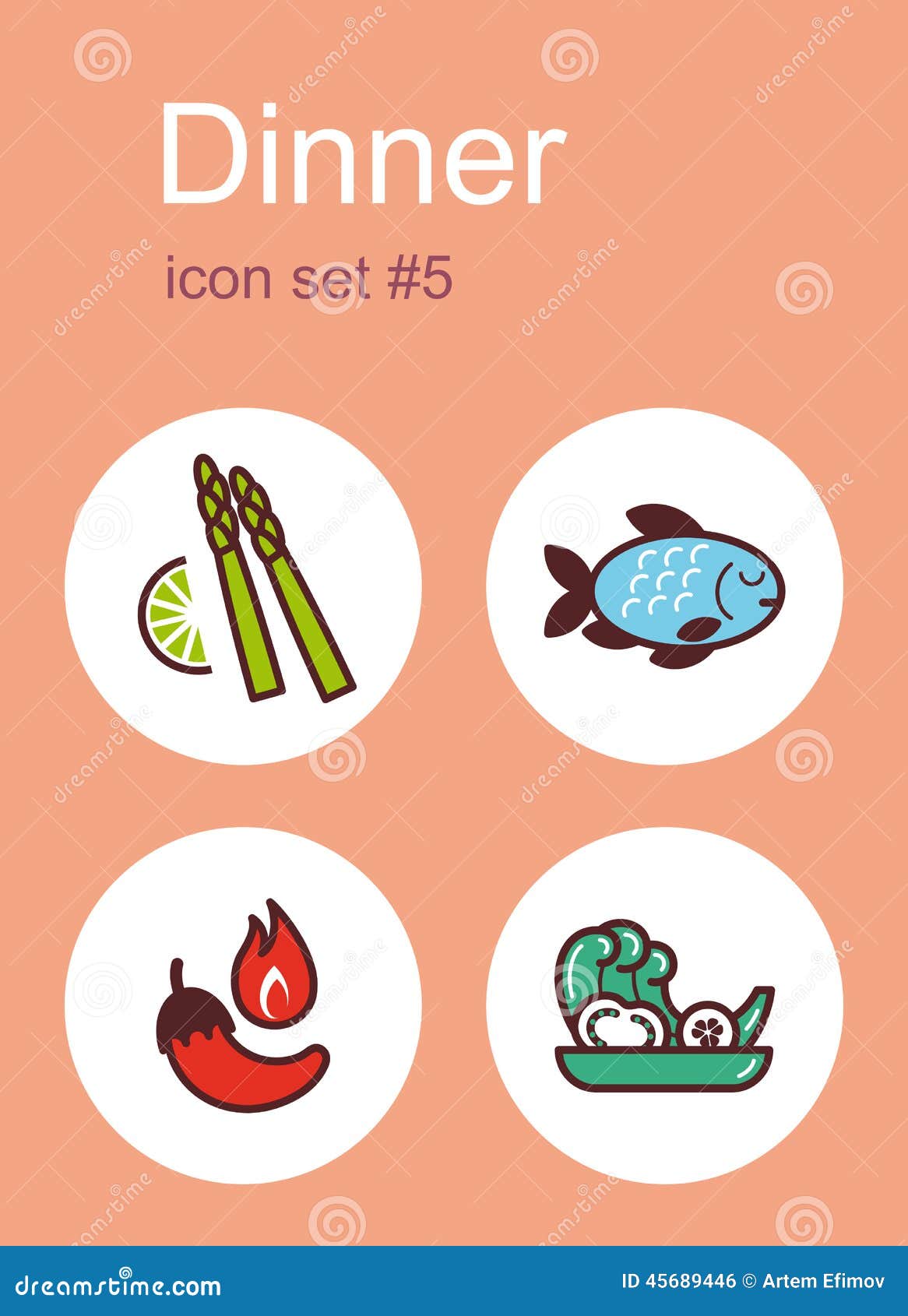 Dinner icons stock vector. Illustration of interface - 45689446