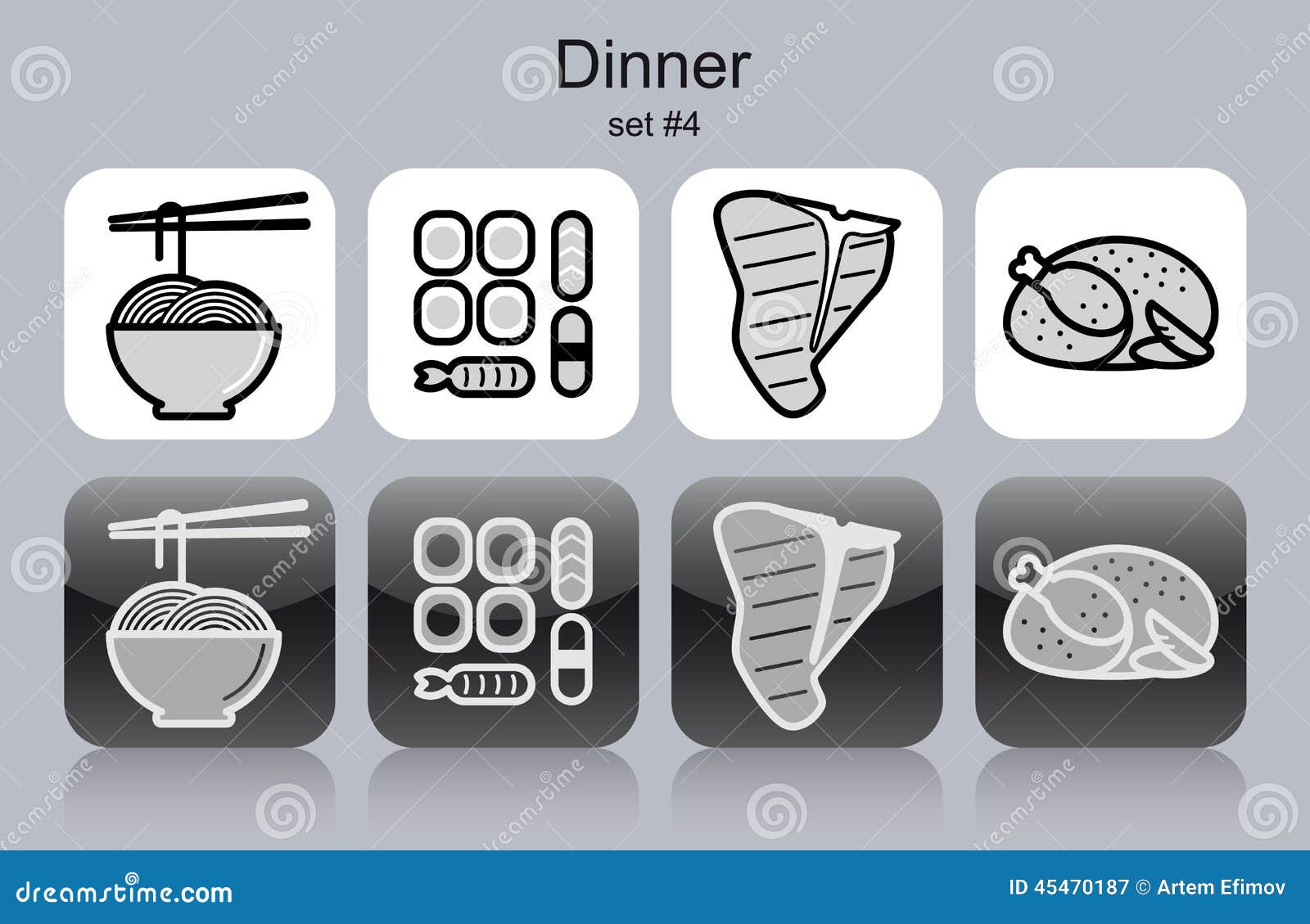 Dinner icons stock vector. Illustration of fine, meal - 45470187