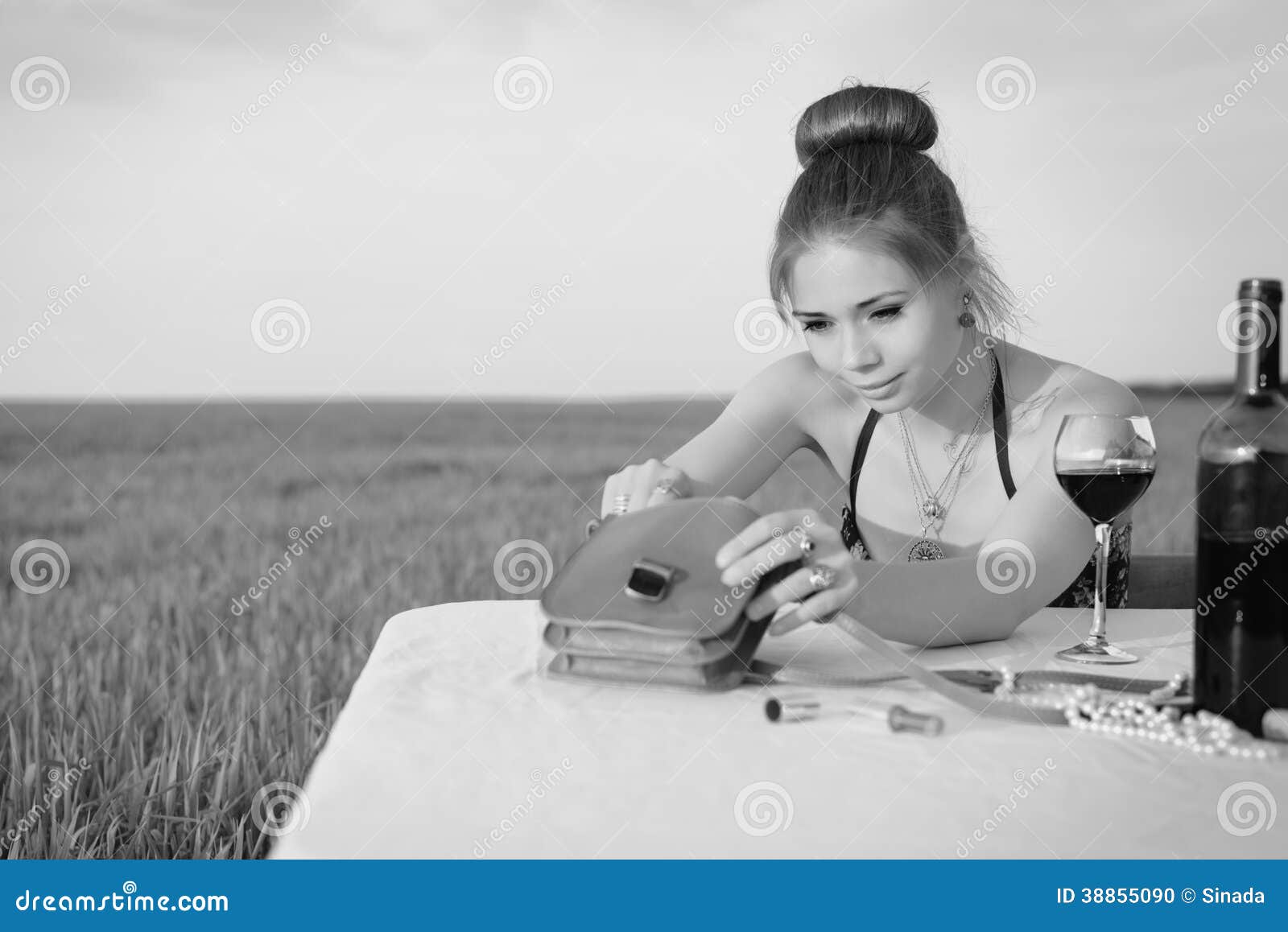 Dinner of Lonely Romantic Woman Stock Photo - Image of beautiful ...