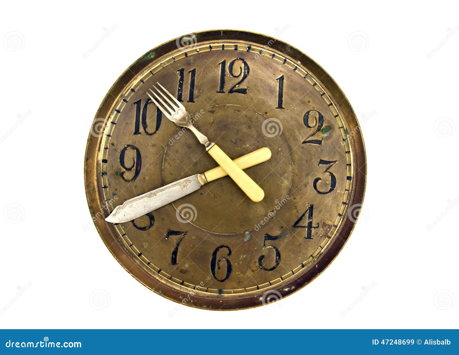 Dinner Lunch Time - Old Clock Face Dial with Fork and Knife Arrows ...