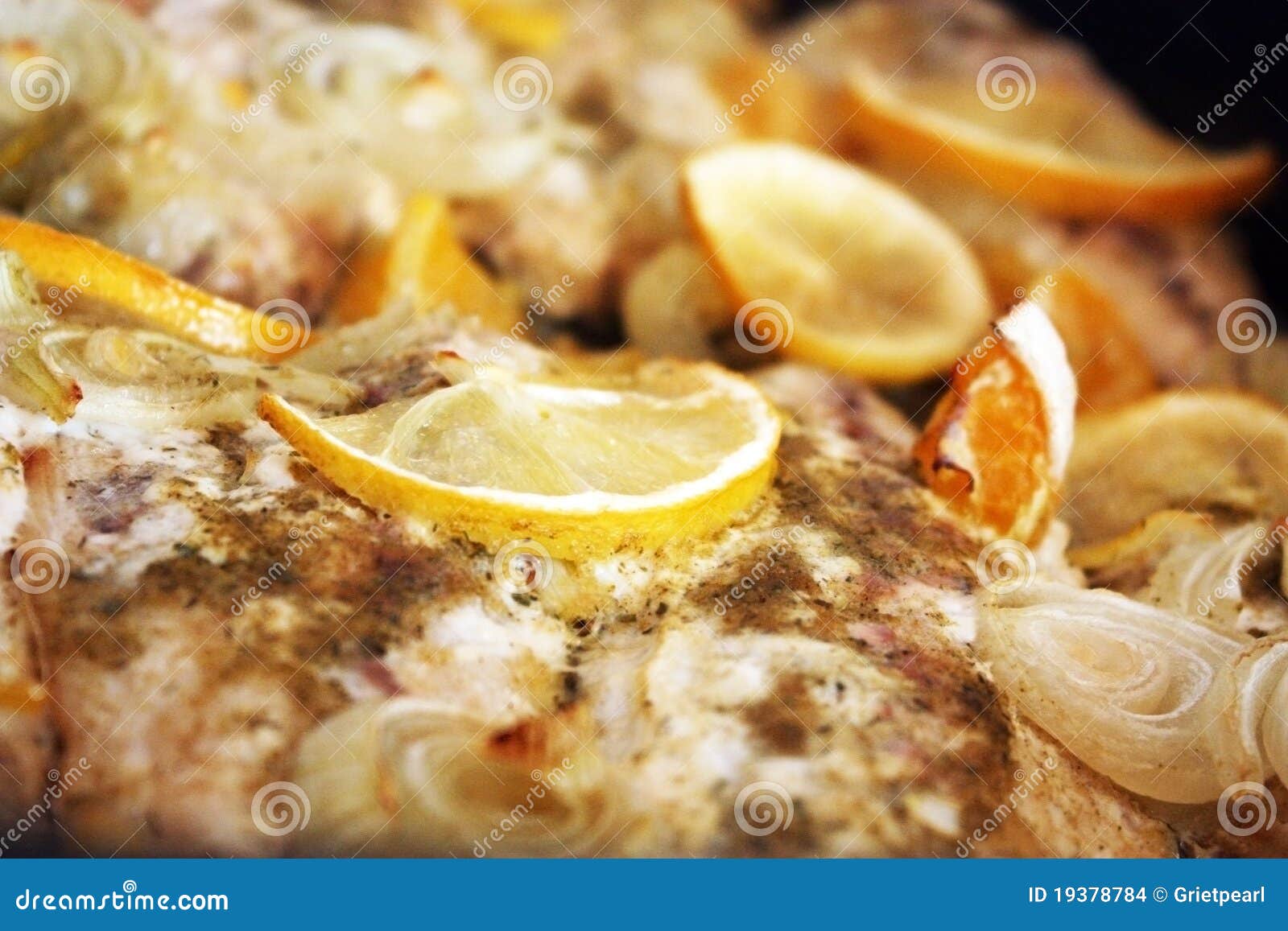 Dinner with Marinated Fish, Onion and Orange Stock Photo - Image of ...