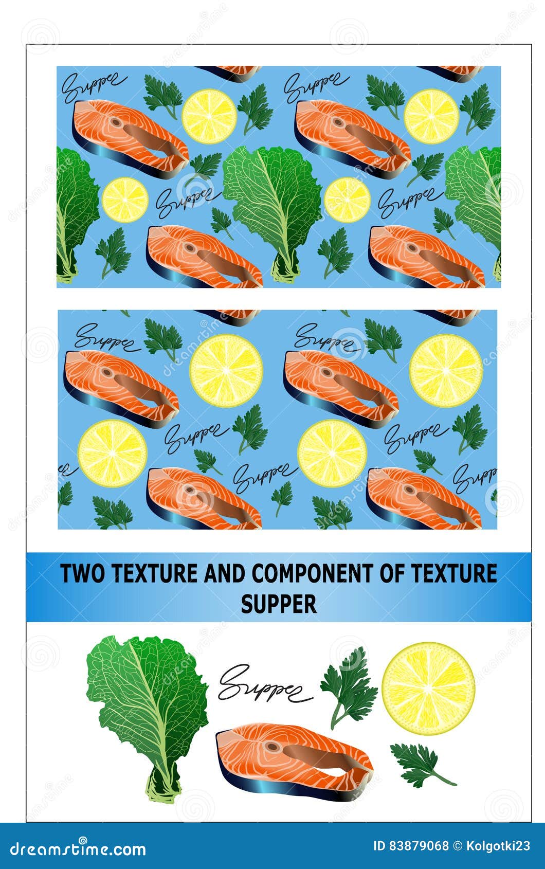 Dinner Pattern. Fish, Lemon and Cabbage. Vector. Stock Vector ...