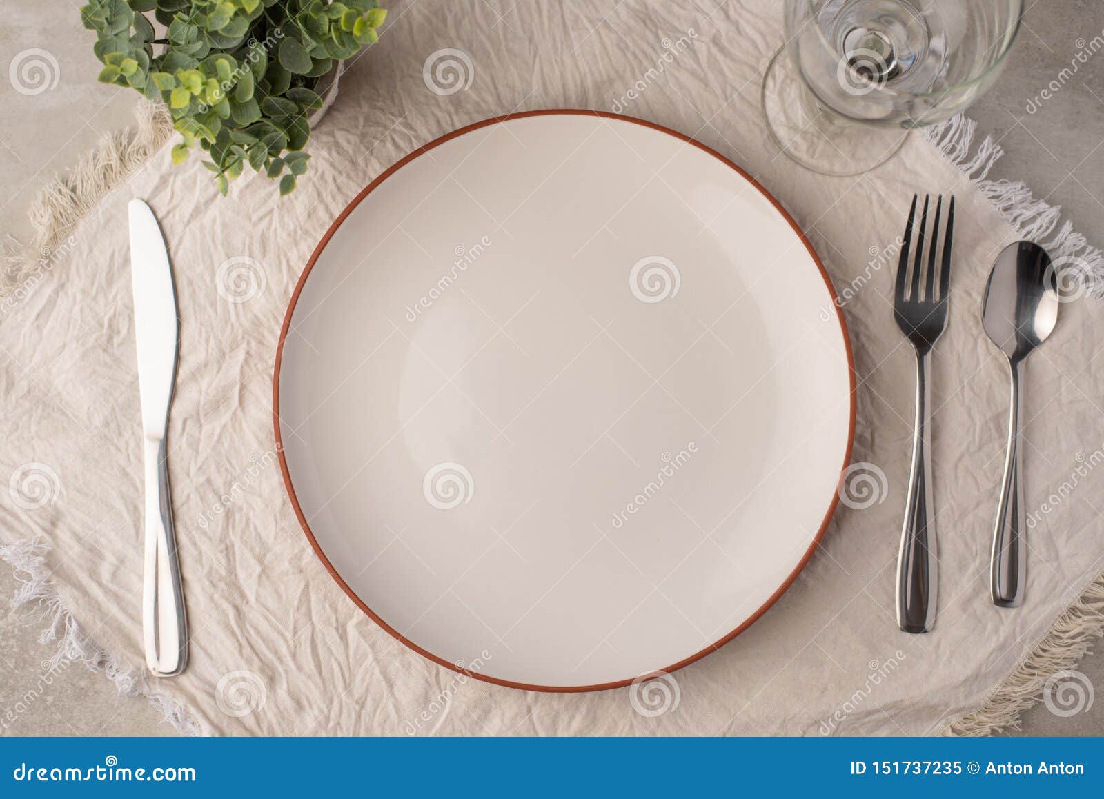 Dinner Plate Setting Top View Stock Image - Image of diner, clean ...