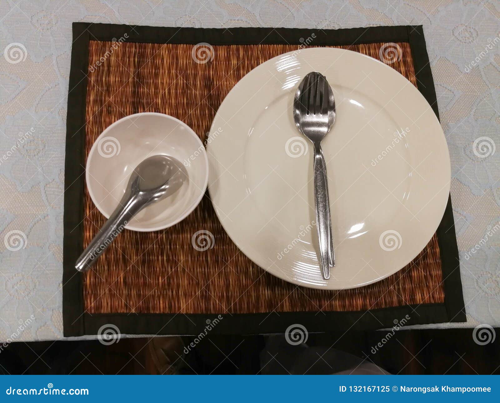 Dinner Plate Setting Top View Stock Image - Image of napkin, white ...