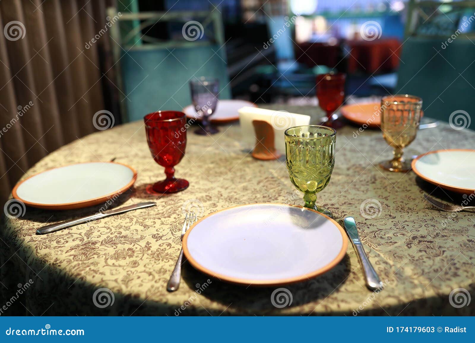 Dinner Plates on Dining Table Stock Image - Image of decoration, decor ...