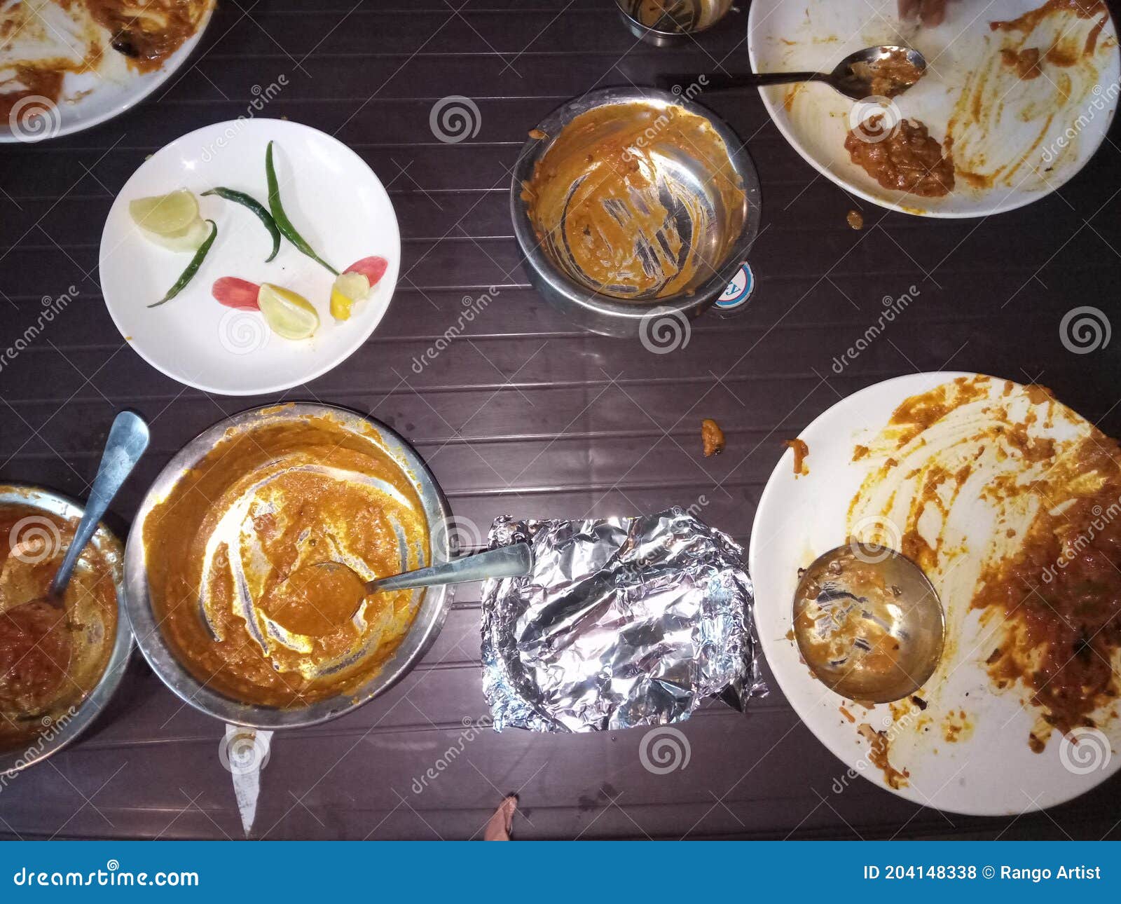 After Dinner Plates Soiled Plates Stock Photo - Image of vegetable ...