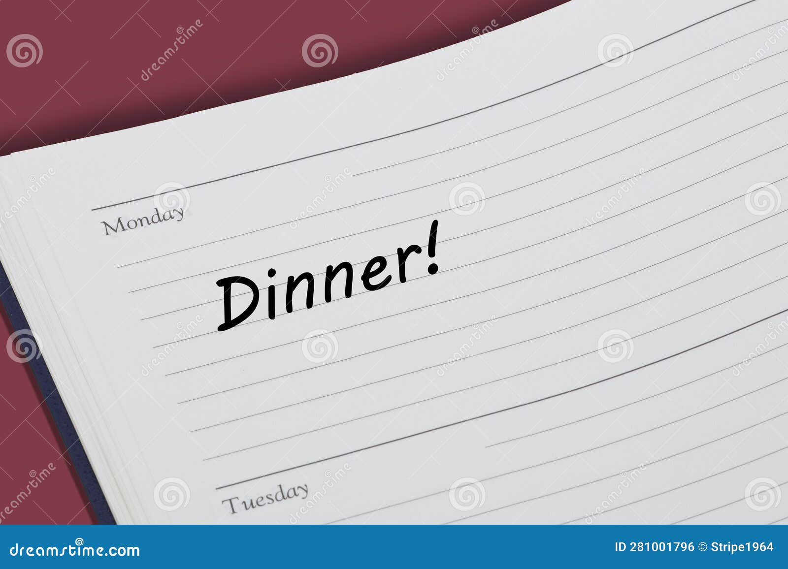 Dinner Reminder Note in Black Ink in a Diary Page Stock Photo - Image ...