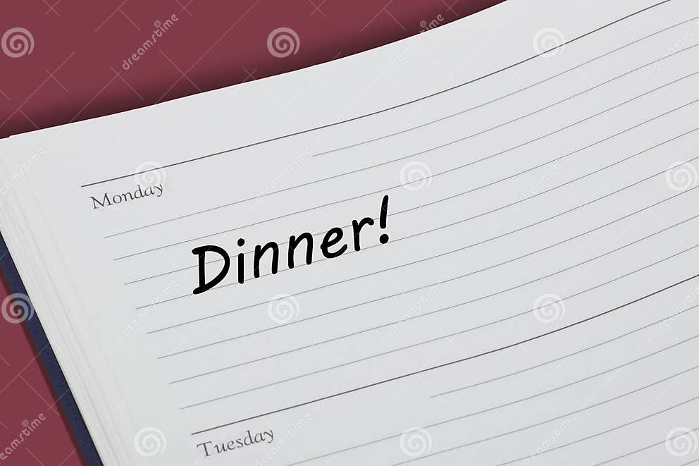 Dinner Reminder Note in Black Ink in a Diary Page Stock Photo - Image ...