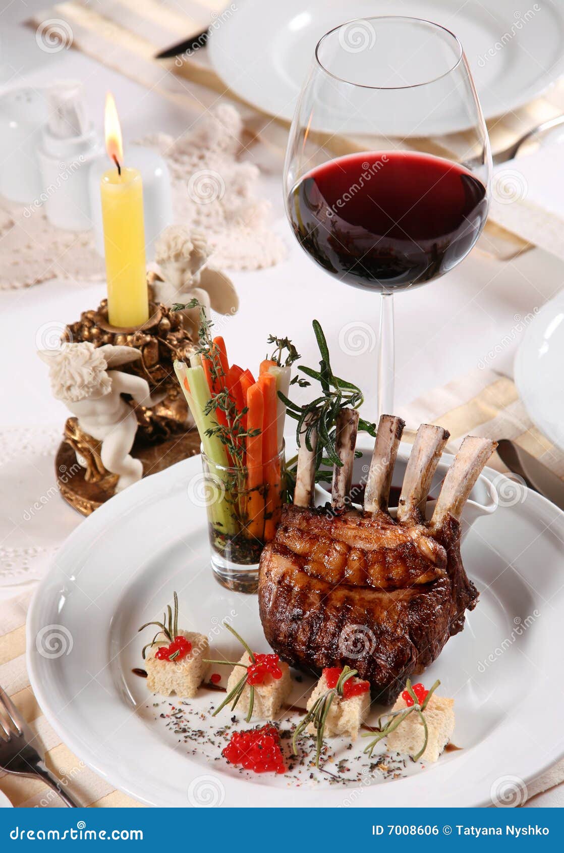 Dinner in restaurant stock photo. Image of meat, beef - 7008606
