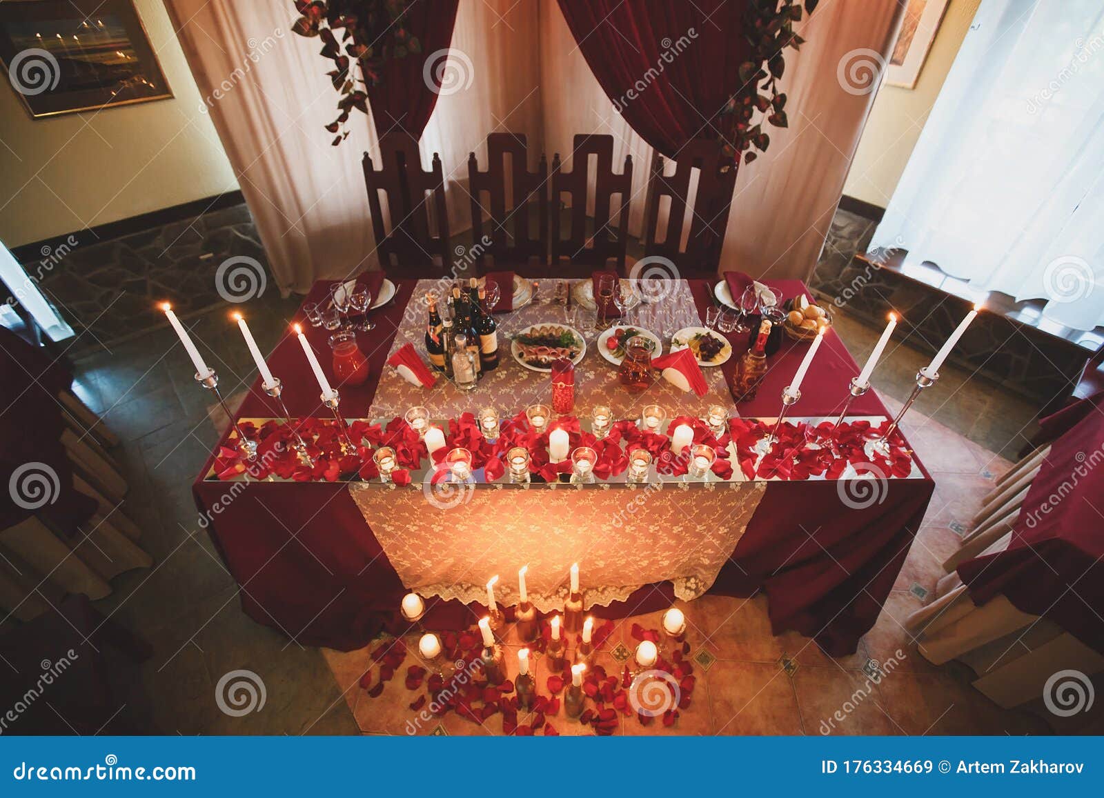 Dinner in the Restaurant. Candles on the Table. Banquet Hall. the ...