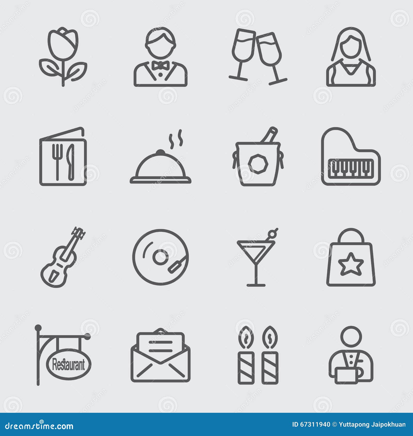 Dinner Restaurant Line Icon Stock Vector - Illustration of food ...