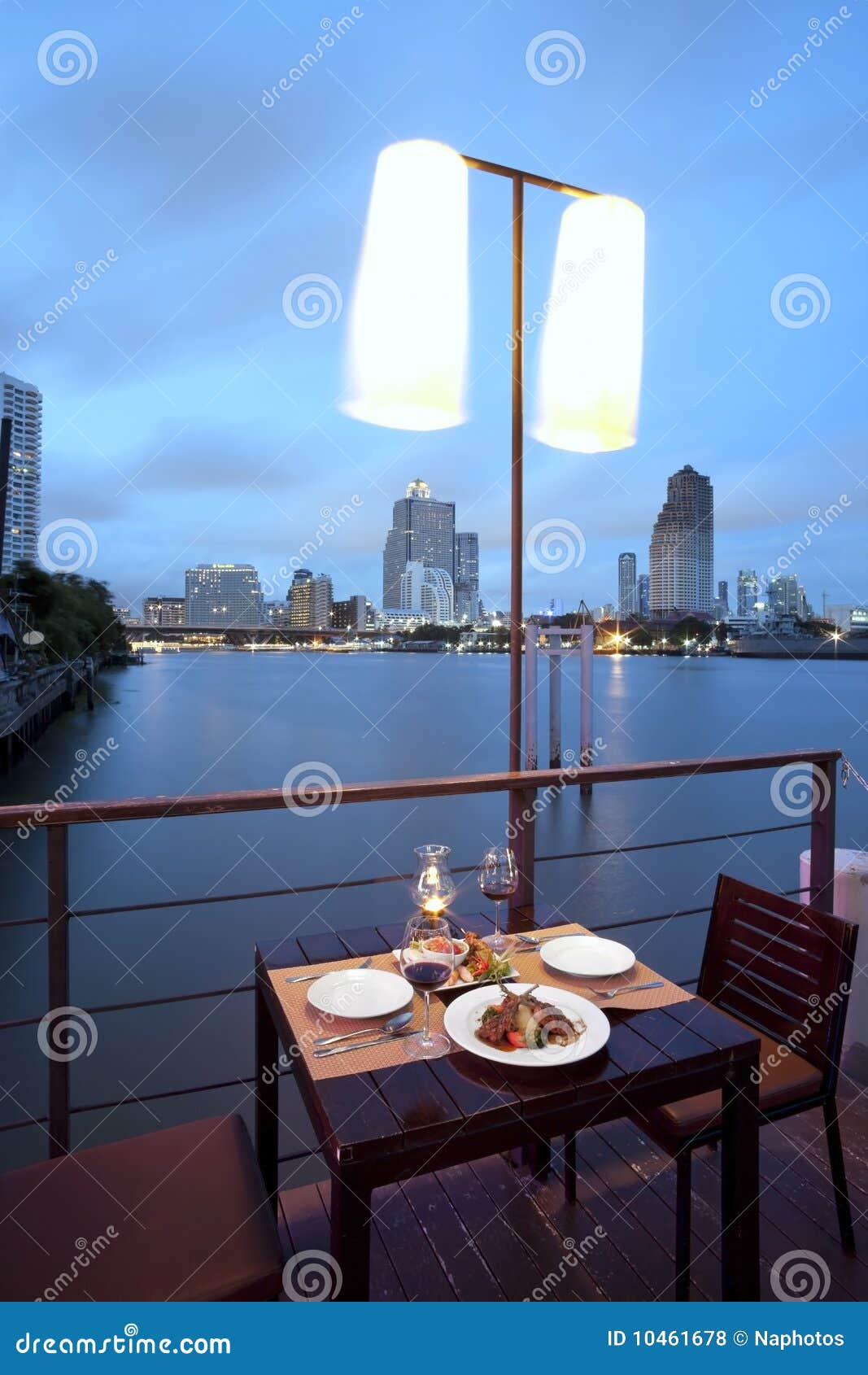 Dinner at river restaurant stock photo. Image of dinner - 10461678