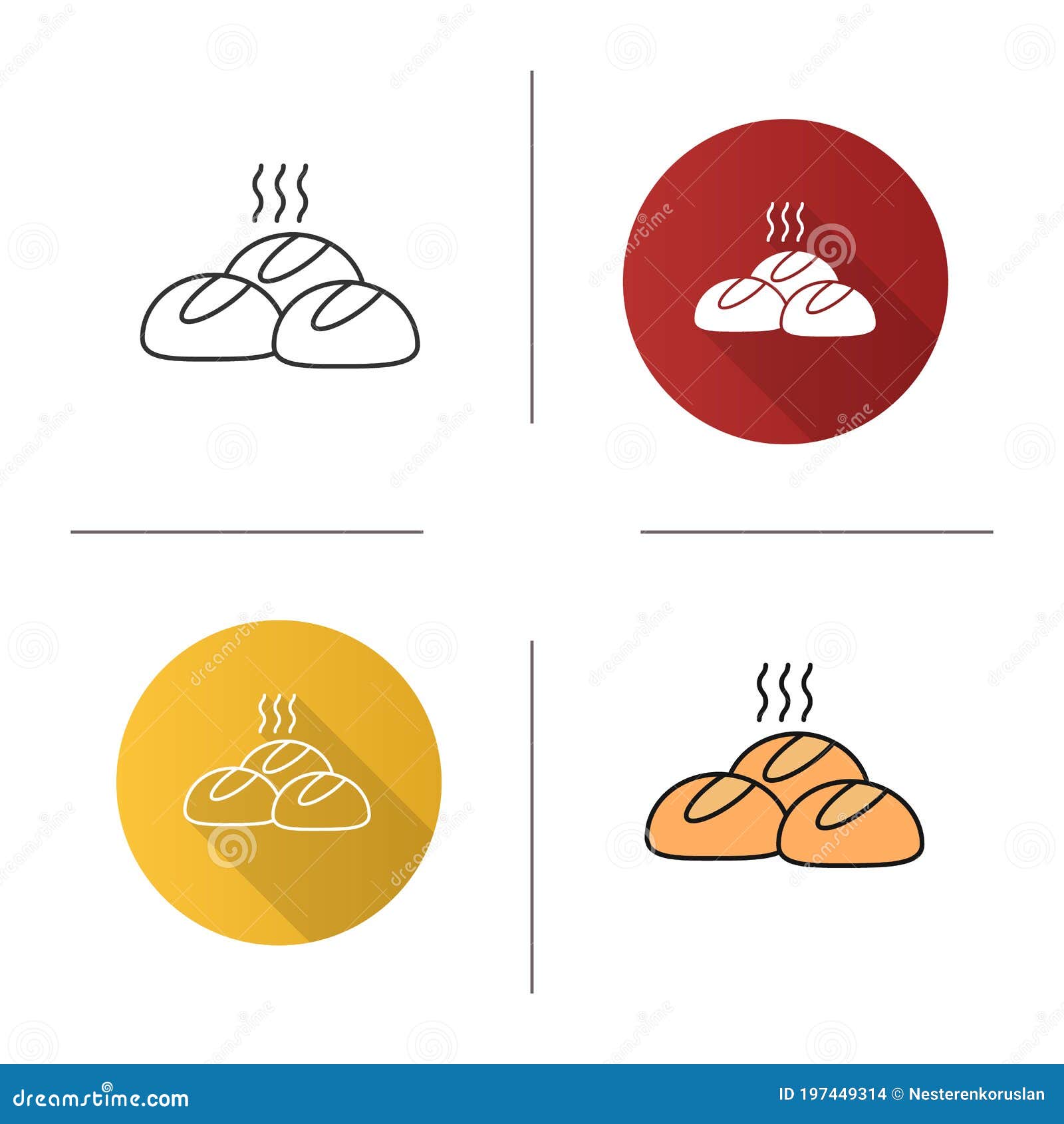 Dinner rolls icon stock vector. Illustration of glyph - 197449314