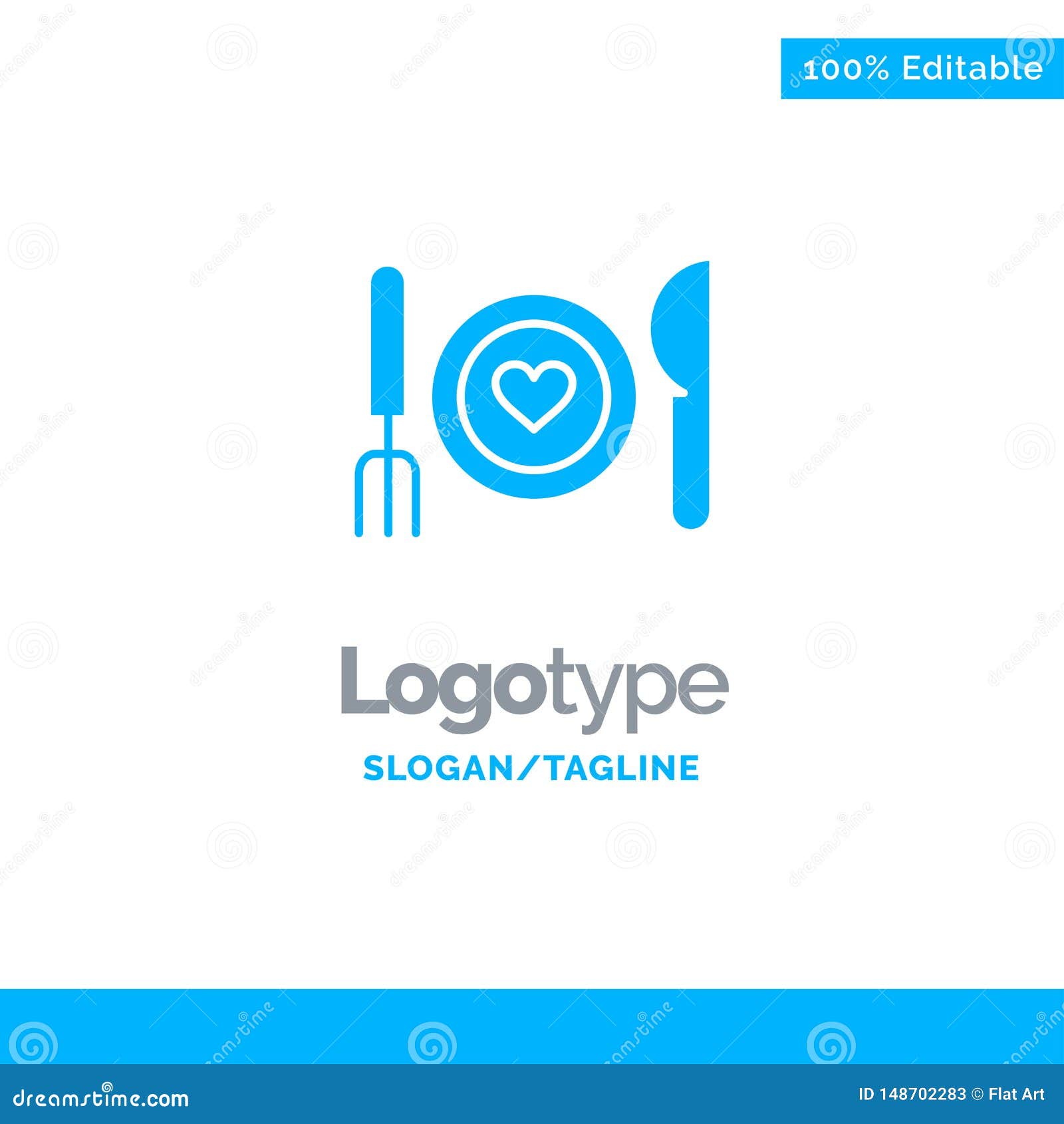 Dinner, Romantic, Food, Date, Couple Blue Solid Logo Template. Place ...
