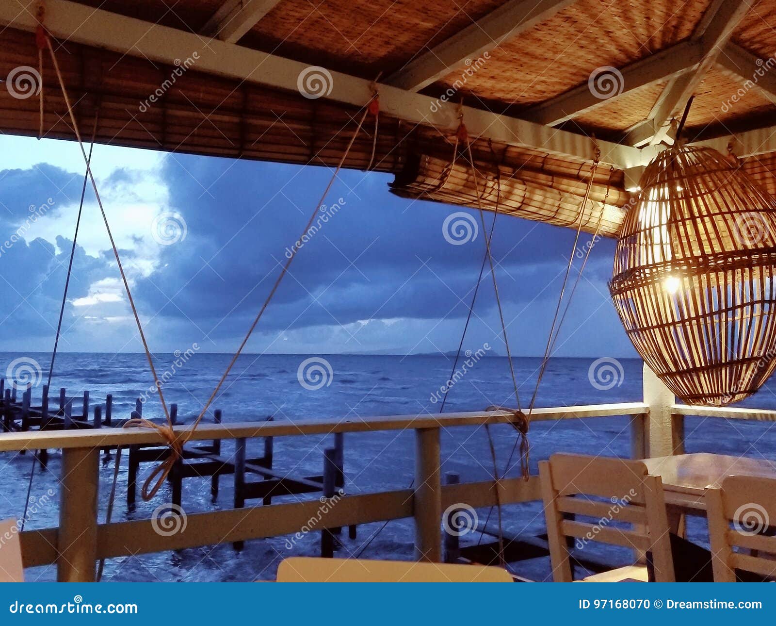 Dinner with sea view stock photo. Image of dinner, sunset - 97168070