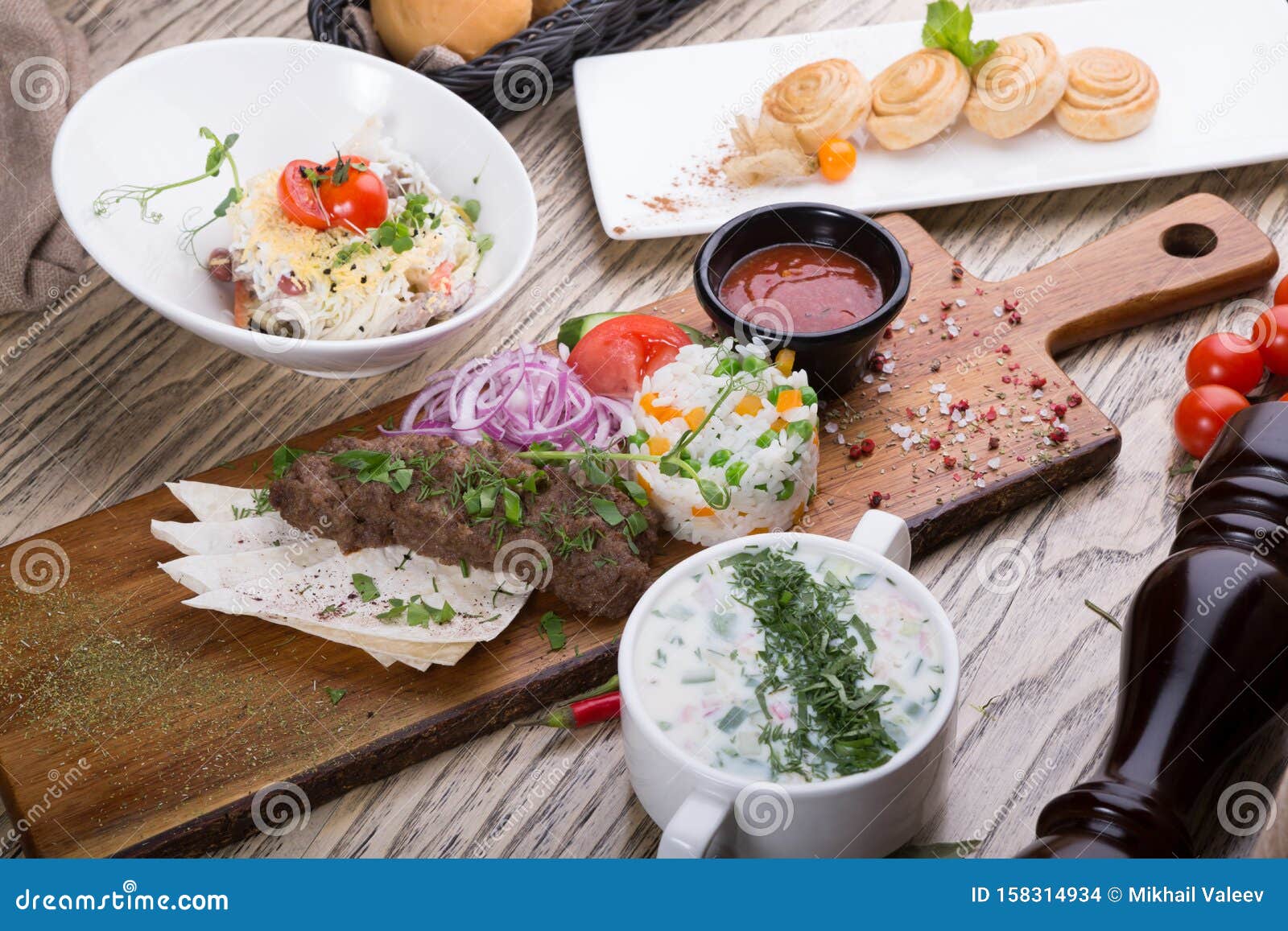 Several Dishes Prepared for a Dinner Stock Photo - Image of cinnamon ...