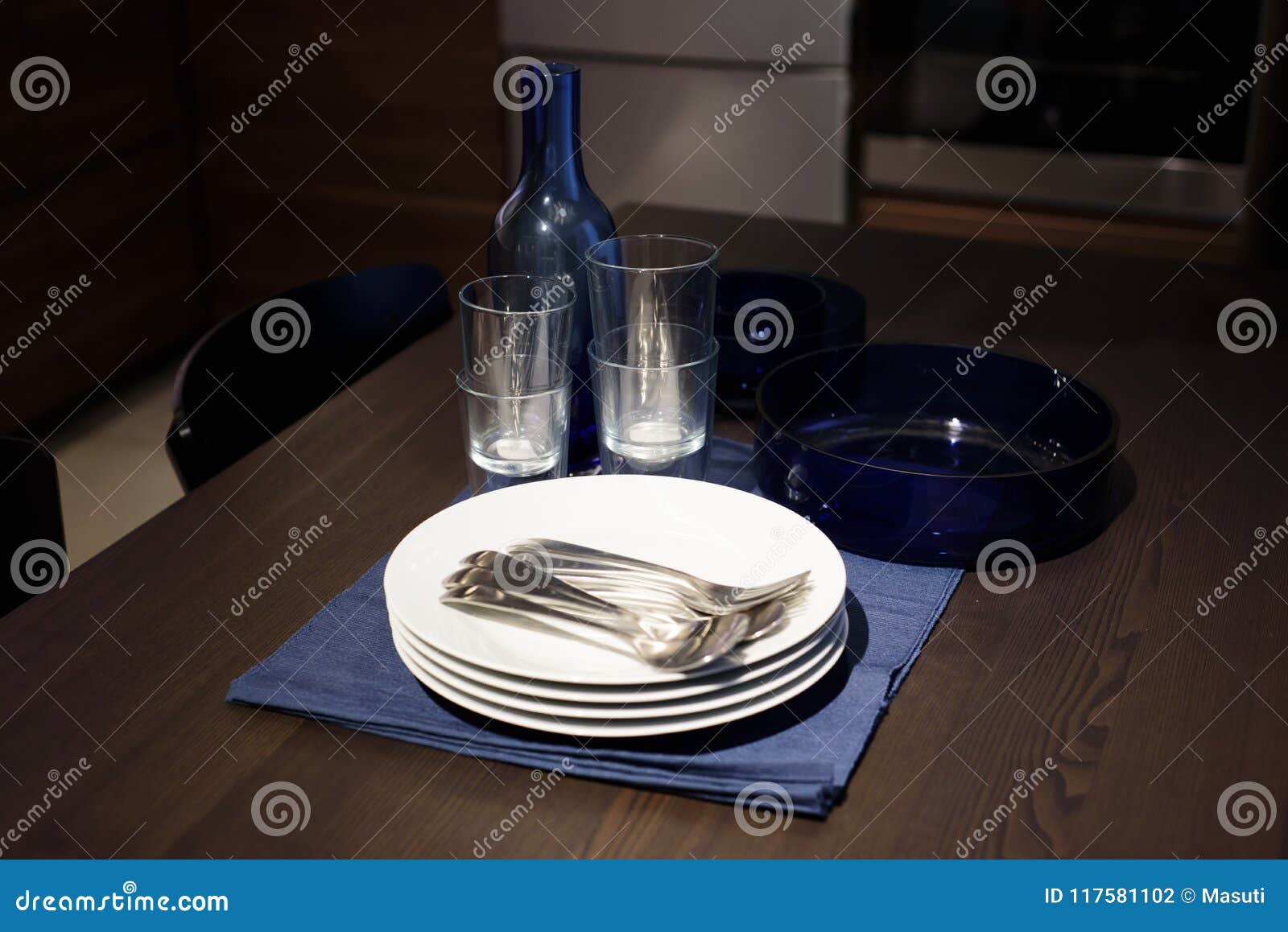 Dinner set on the table stock photo. Image of drink - 117581102