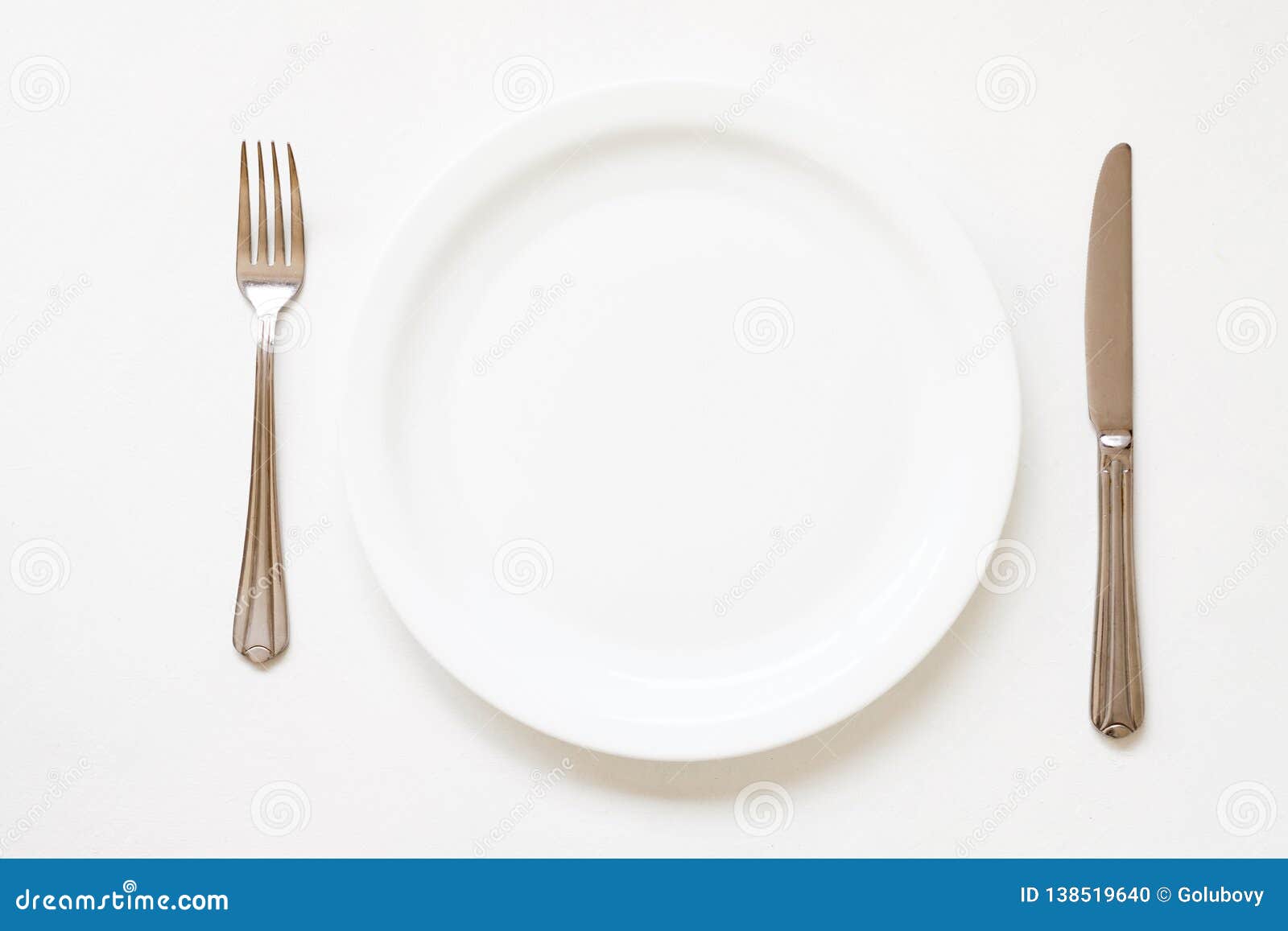 Dinner Setting Empty Porcelain Plate Cutlery Stock Photo - Image of ...