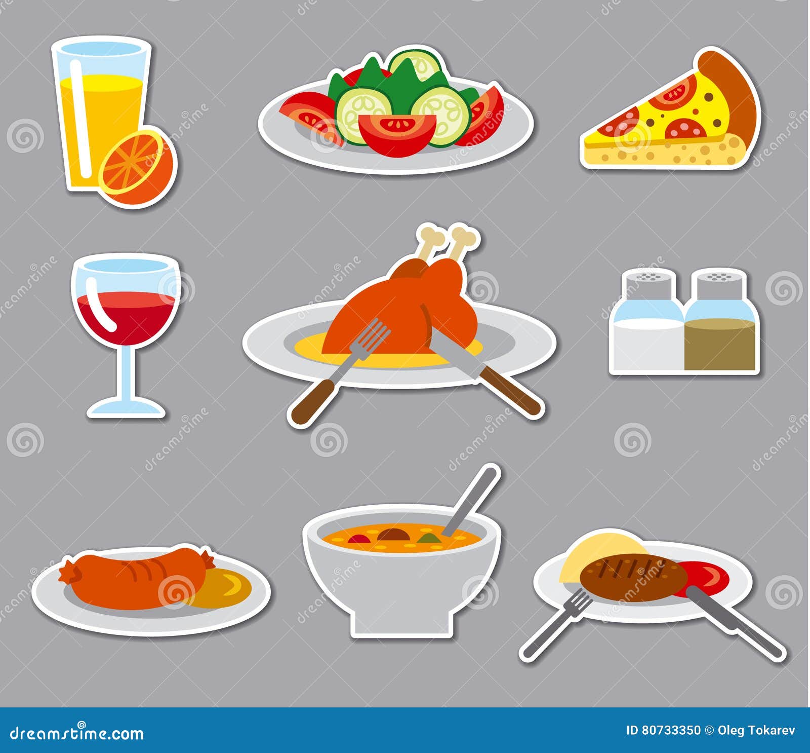 Dinner stickers and badges stock illustration. Illustration of ...