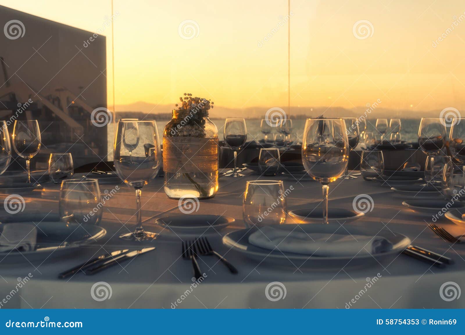 Dinner at sunset stock image. Image of glass, travel - 58754353