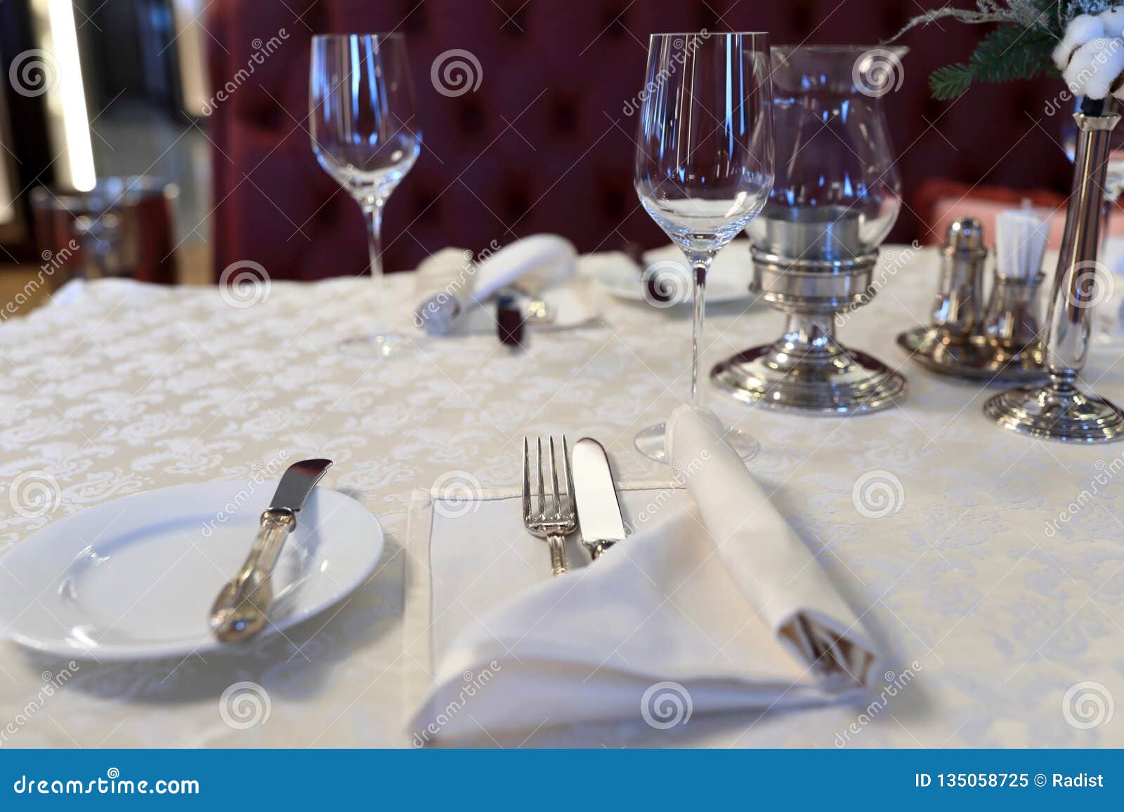 Table with cutlery stock image. Image of metal, dining - 135058725