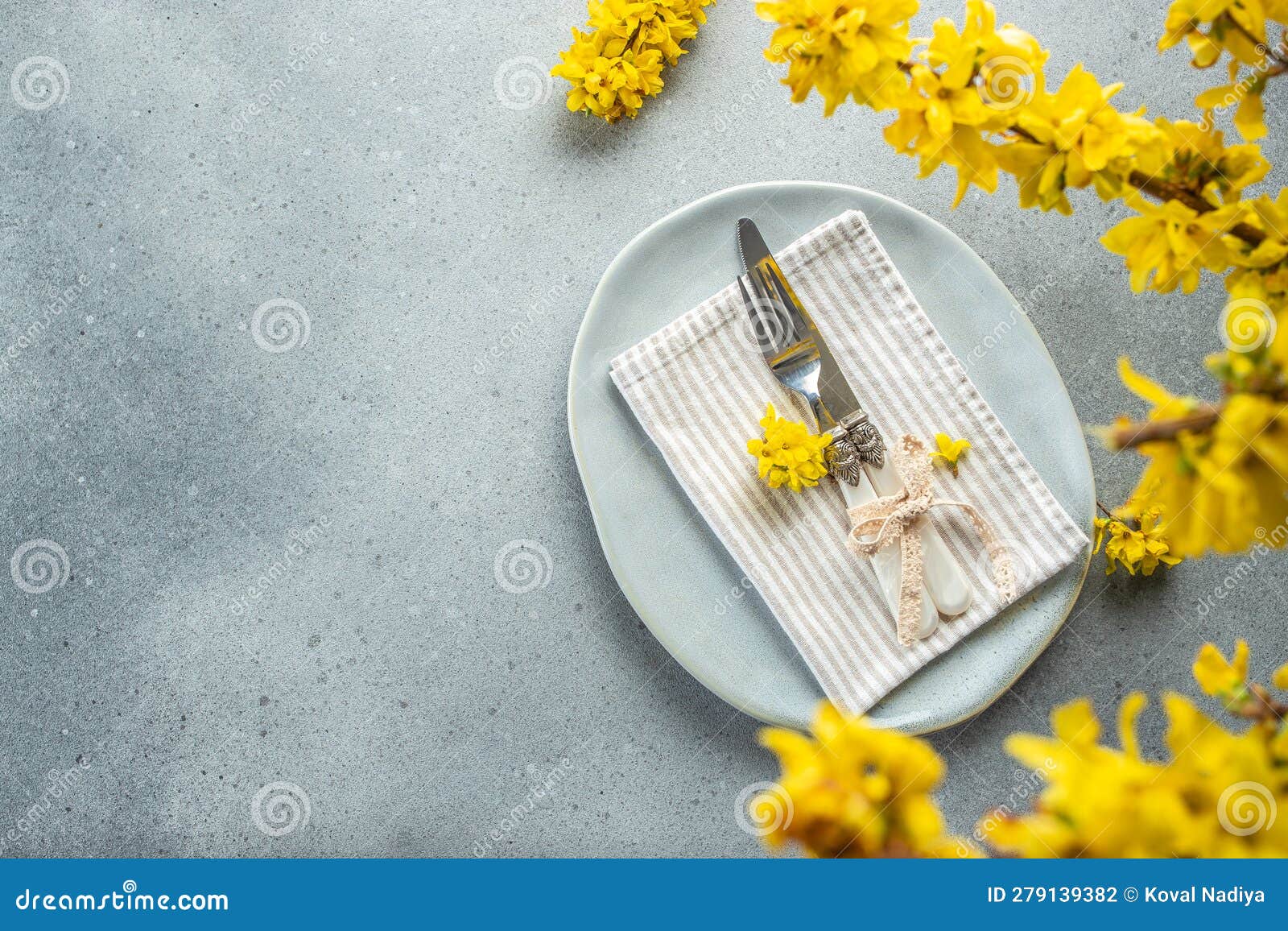 Dinner Table Decor. Yellow Flowers Spring, Summer Stock Photo - Image ...